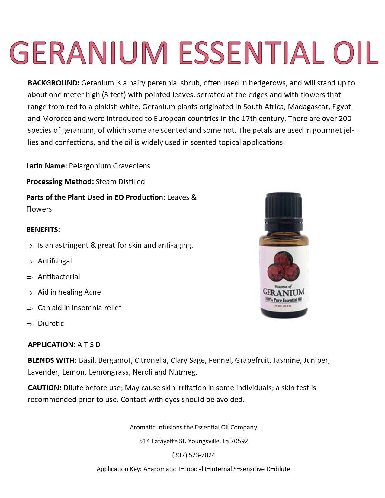 Geranium Essential Oil 15ml – Aromatic Infusions
